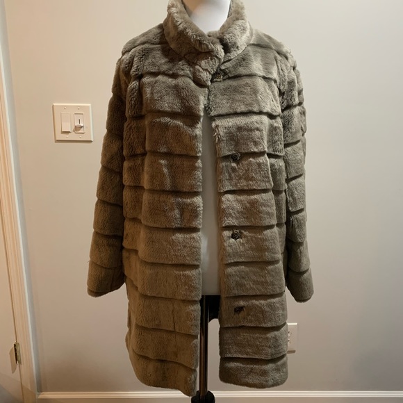 Basler | Jackets & Coats | Basler Taupe Faux Fur Coat Grey Greige 38 ...